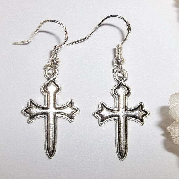 wvluckygirl | Jewelry | Edgy Unisex Cross Earrings Modern Style Nwt 545 ...